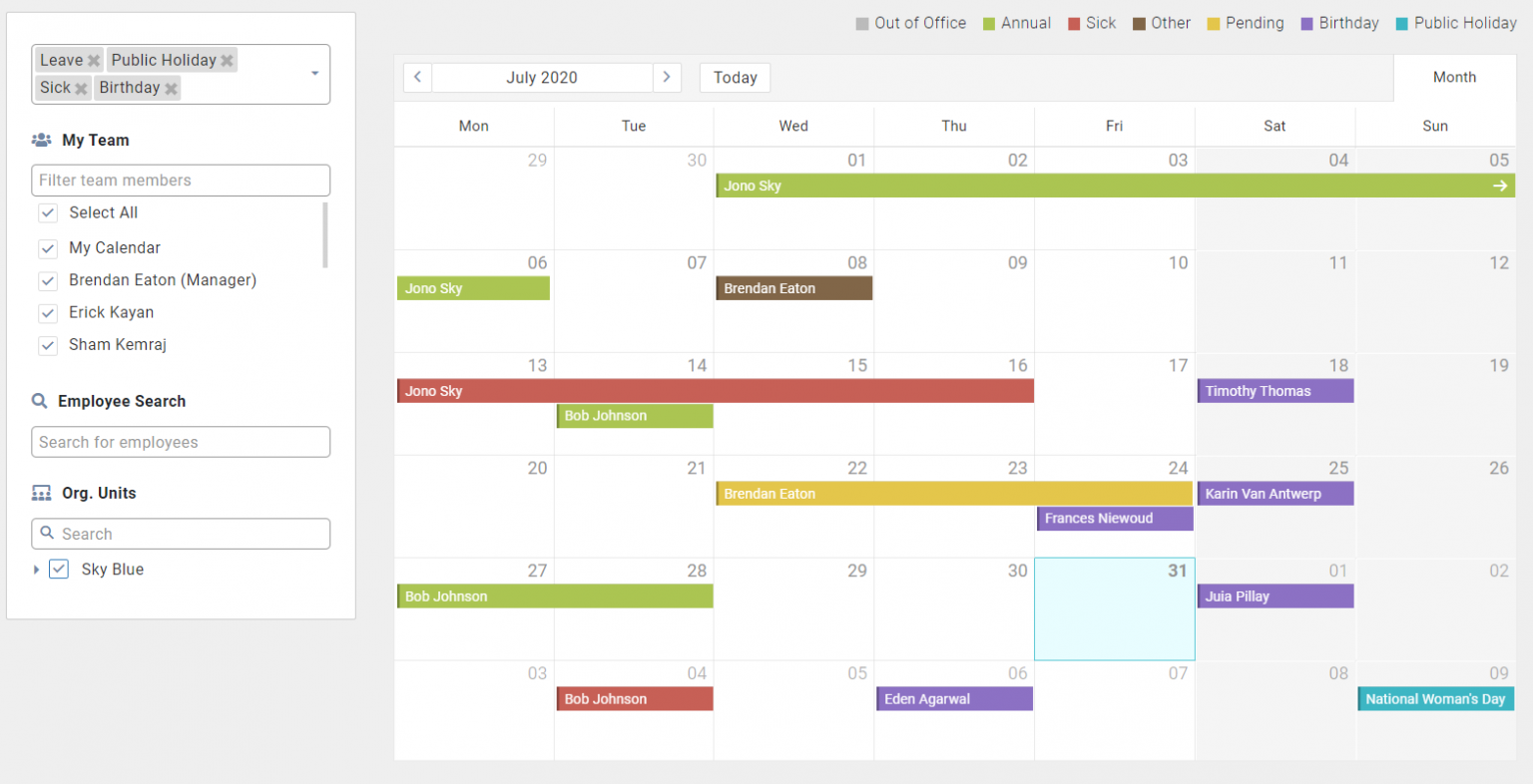 PaySpace Leave Calendar on Microsoft Teams | 2024